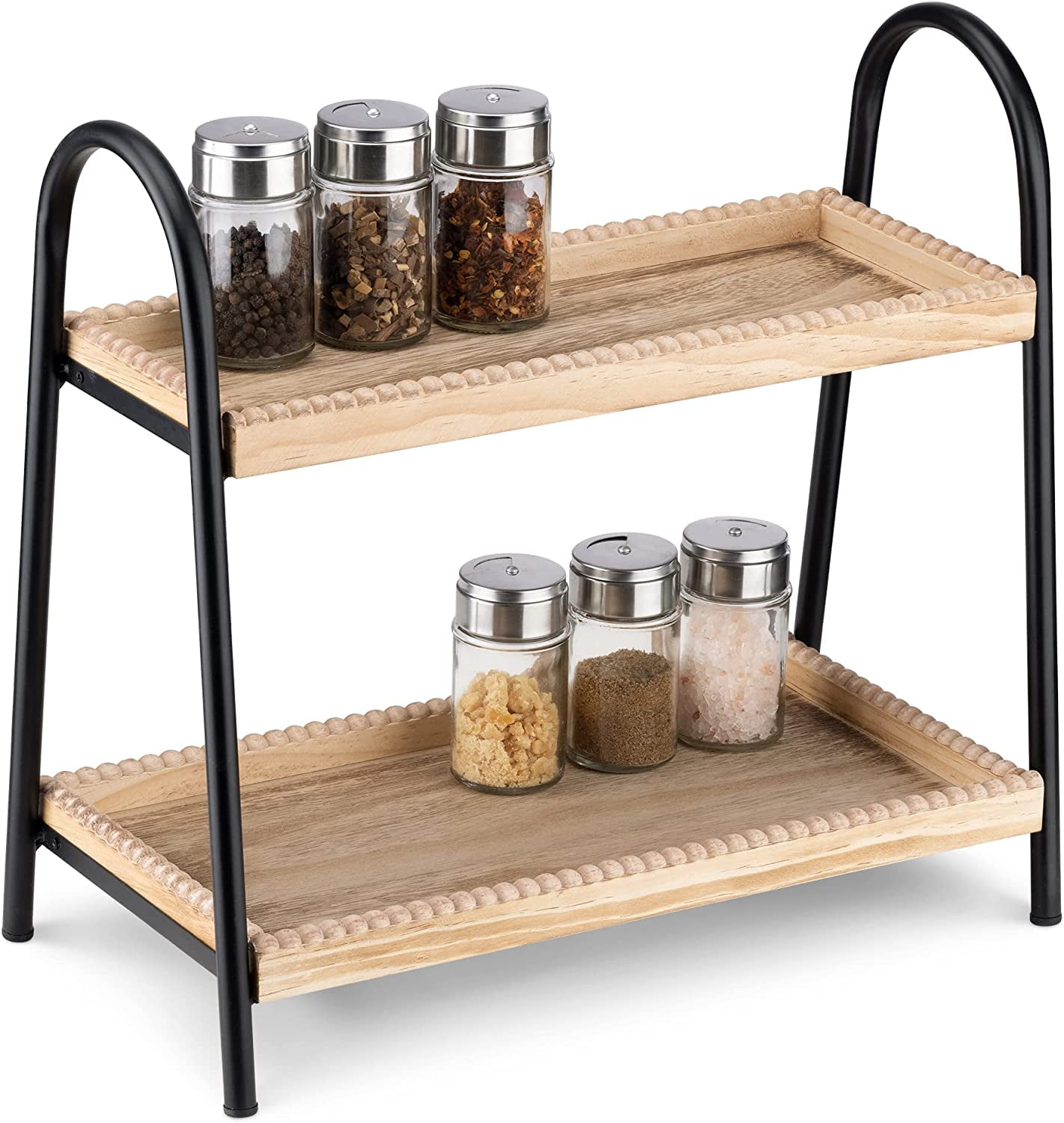 "2-Tier Countertop Organizer - Wooden Bathroom & Kitchen Shelf for ...