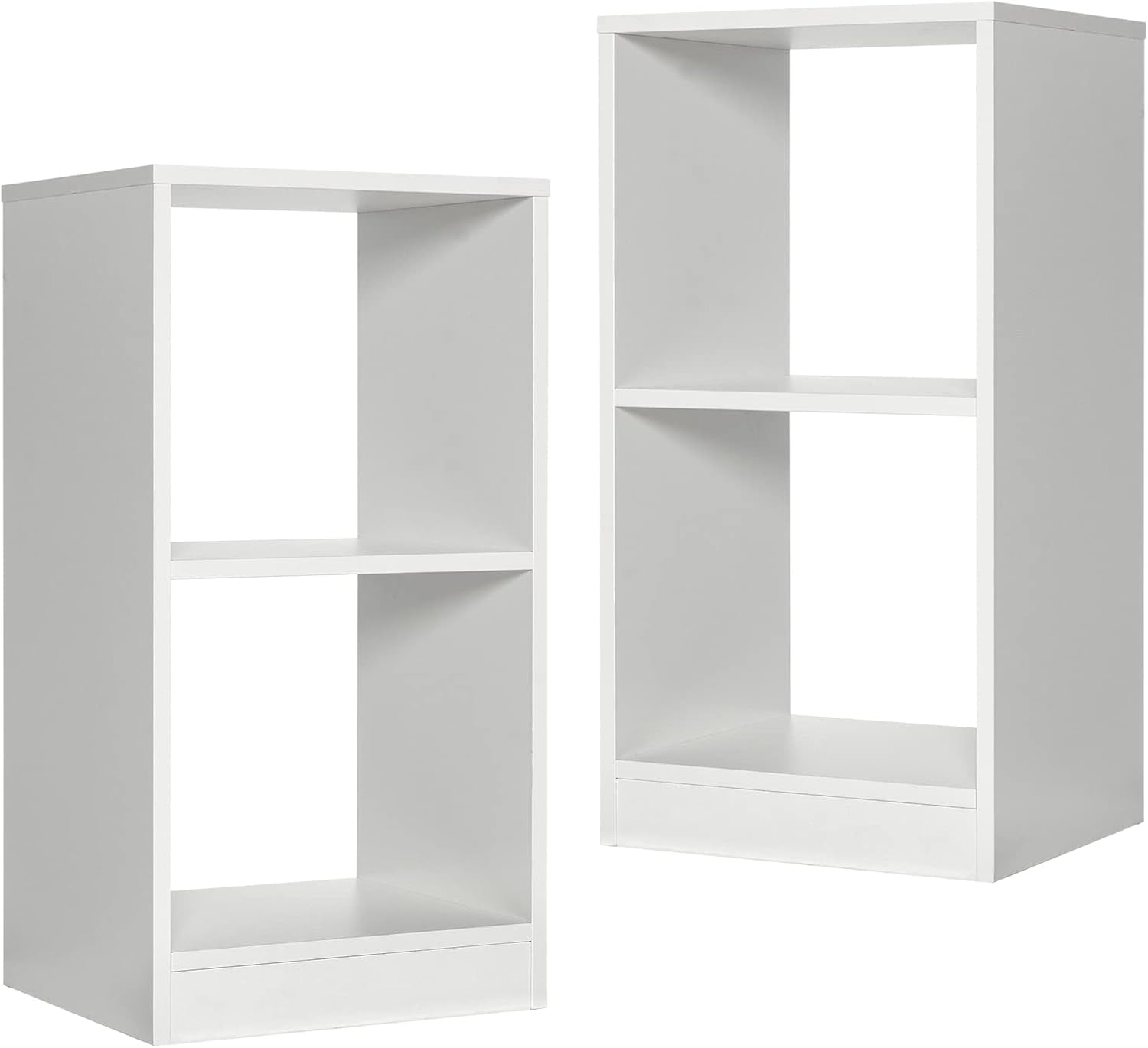 2-Tier Cube Bookcase Set of 2, Wooden Cubby Storage Organizer with Anti ...