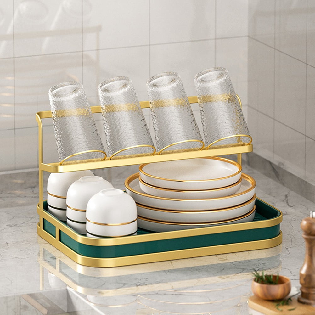 2-Tier Cup and Mug Drying Rack, Slanted Hanging Tray with Removable ...
