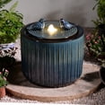 2-Tier Dark Blue Ceramic Bird Bath Fountain, Decorative Water Fountain ...