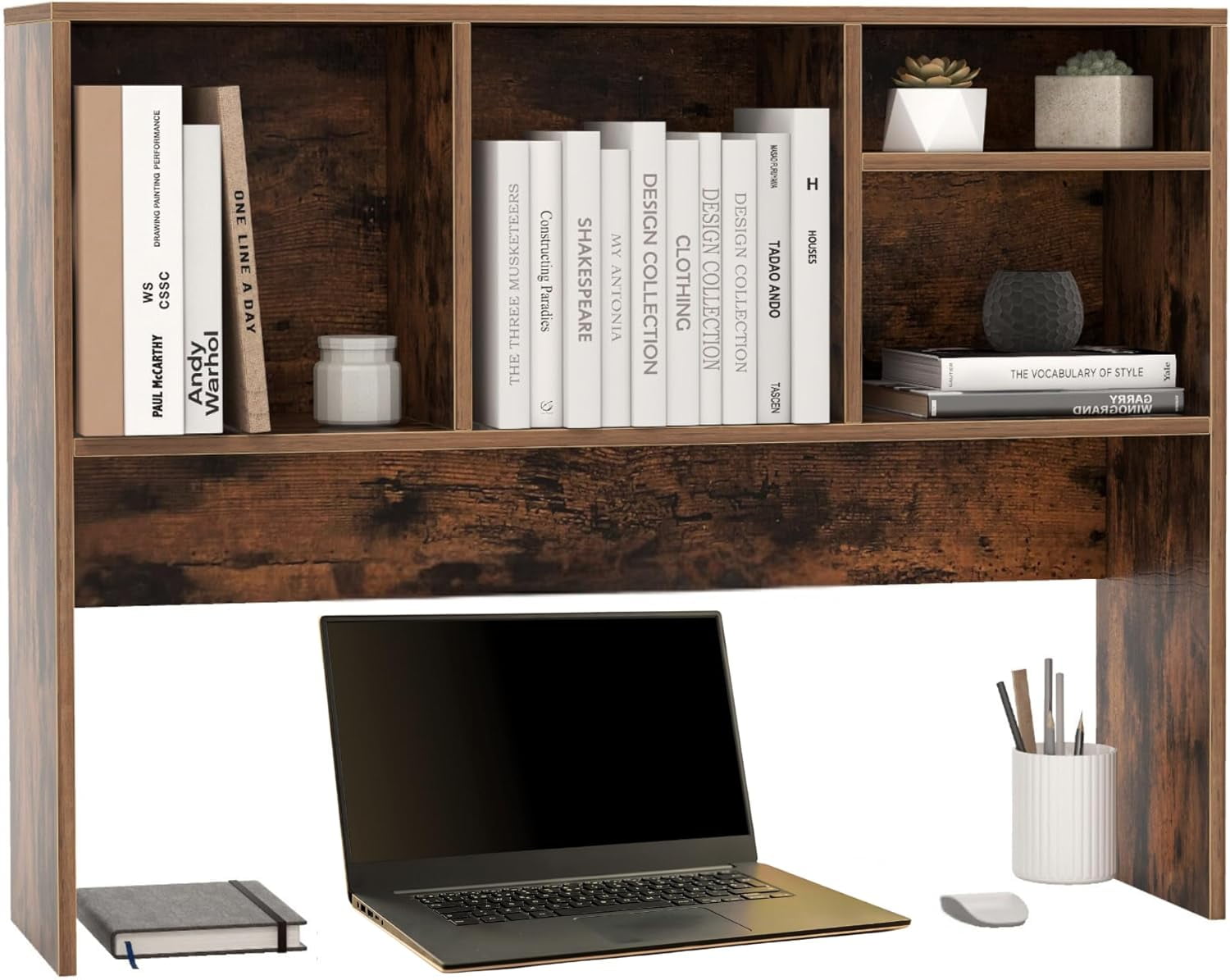 2-Tier Desk Shelf, 37" Wide Top Only with 4 Shelves, Organizer for Home ...