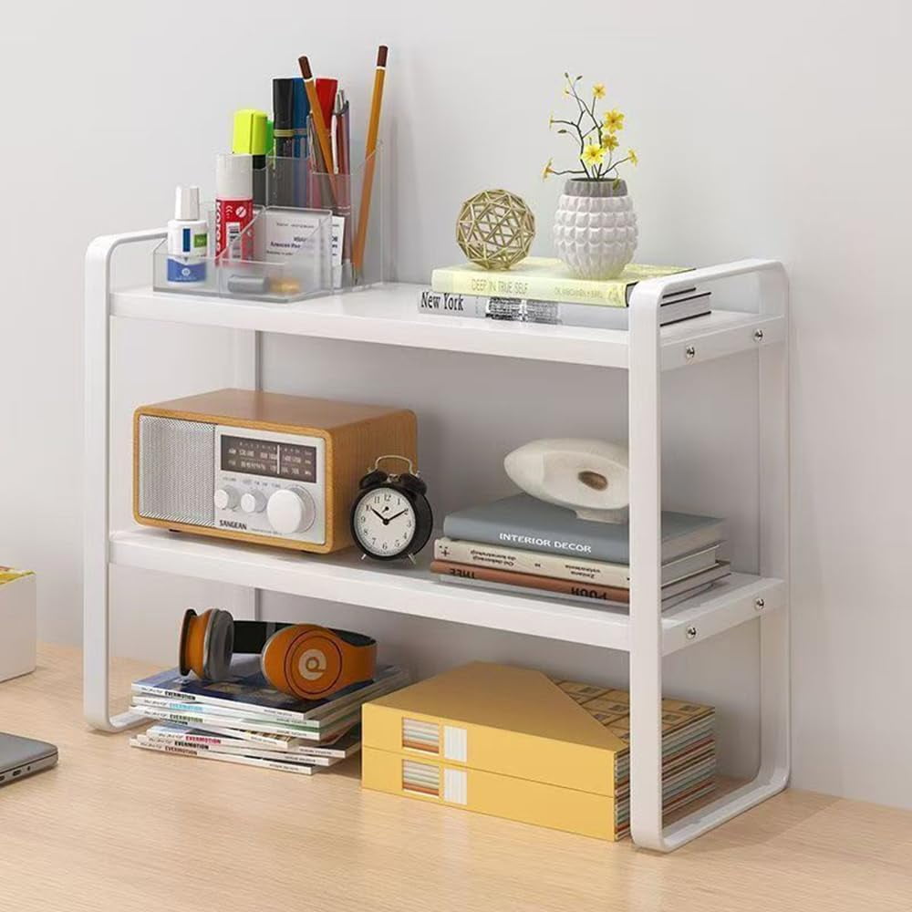 2-Tier Desktop Organizer Shelf, Multipurpose Wood Office Desk Storage ...