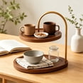 2 Tier Desktop Organizer With Metal Stand Wooden Storage Tray Multi ...