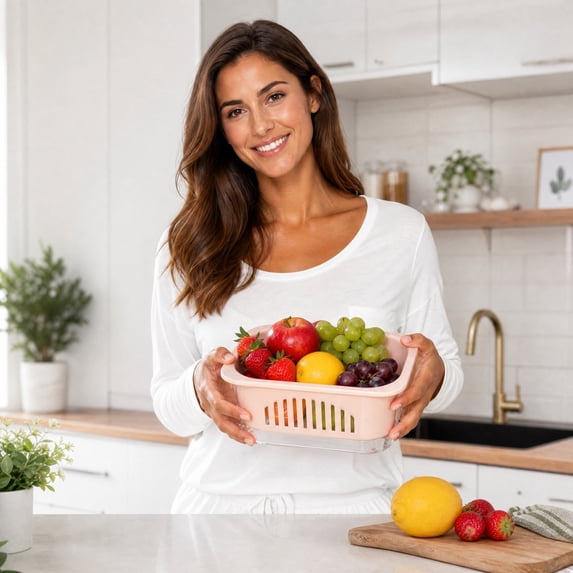 2 Tier Detachable Colander Basket with Drain Tray – Plastic Washing and ...