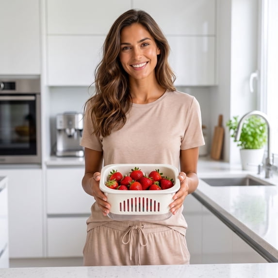 2 Tier Detachable Colander Basket with Drain Tray – Plastic Washing and ...