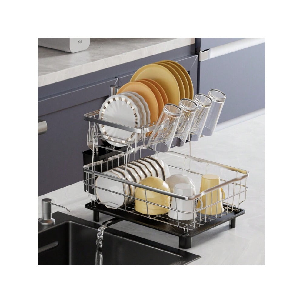 2 Tier Dish Drying Rack Dish Racks For Kitchen Counter Metal Dish ...