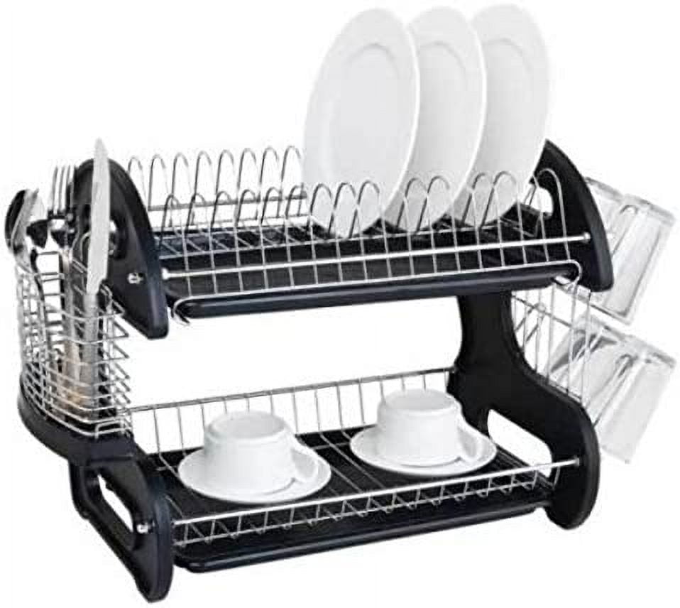 2 Tier Dish Drying Rack and Drainboard Set, Dish Rack with Removable ...