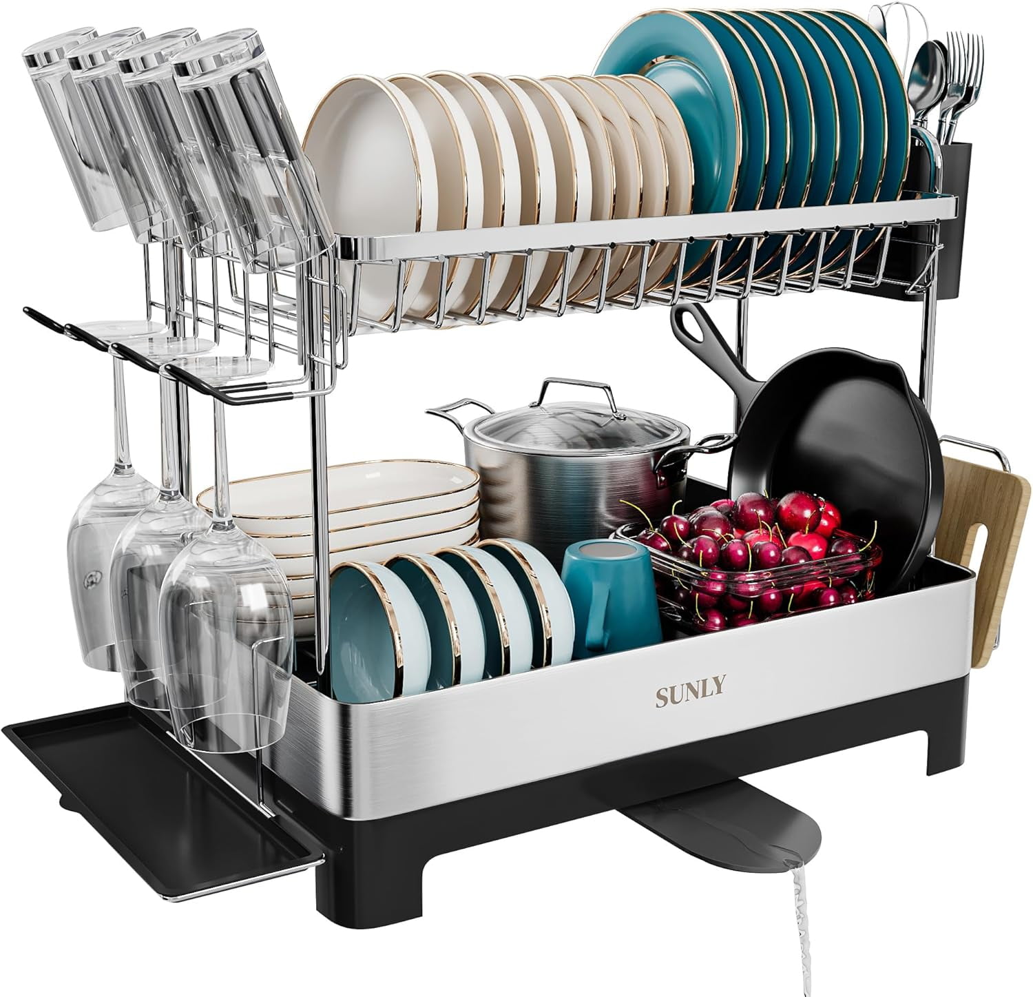 2 Tier Dish Drying Rack, Extra Large Dish Rack, Multifunctional Large ...