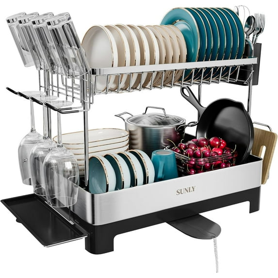 2 Tier Dish Drying Rack, Extra Large Dish Rack, Multifunctional Large ...