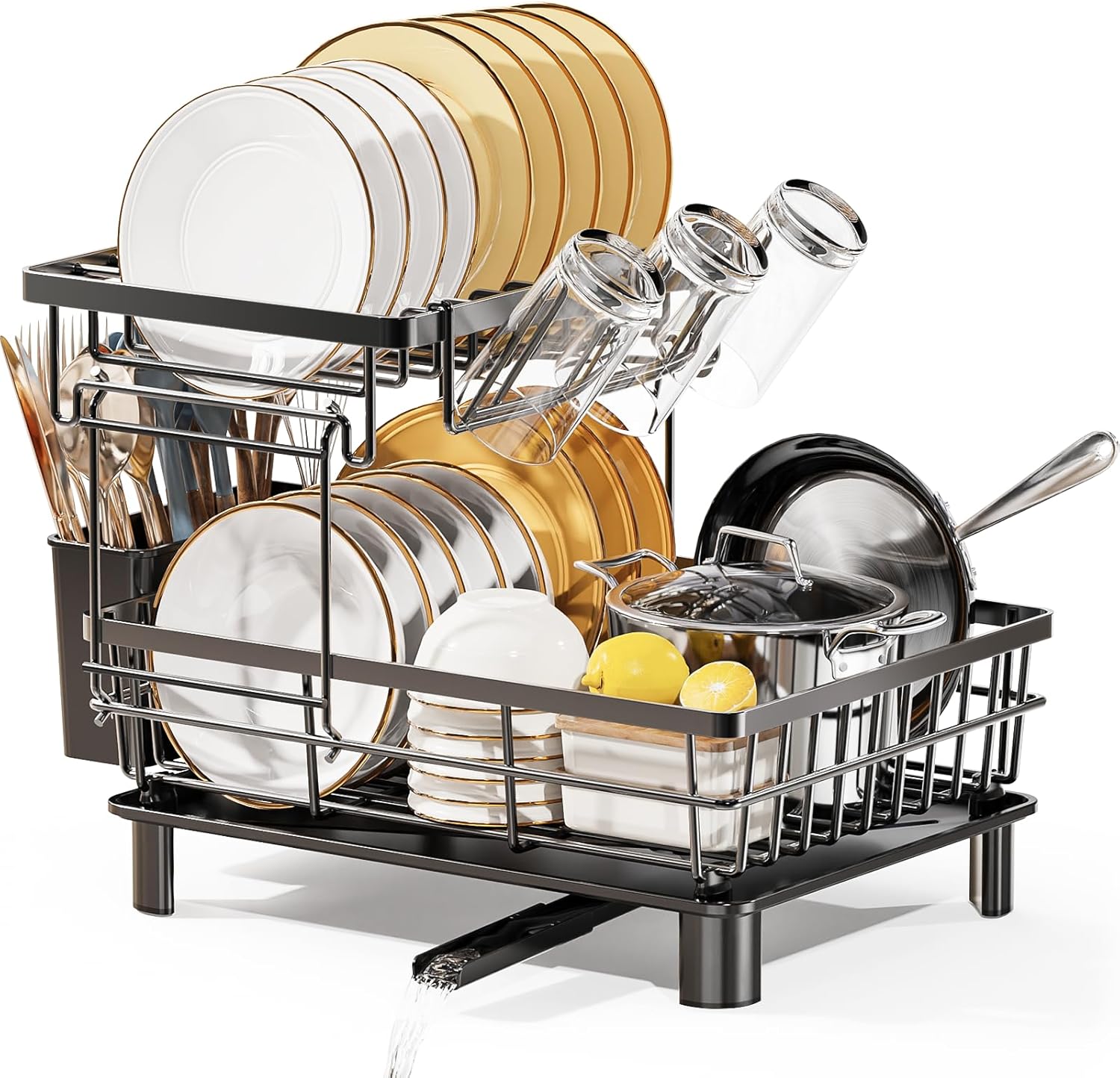 2 Tier Dish Drying Rack Multifunctional Dish Rack for Kitchen Counter ...
