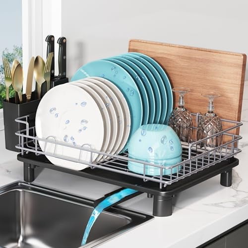 2 Tier Dish Drying Rack and Drainboard Set, Large Stainless Steel Dish Drainers for Kitchen ...