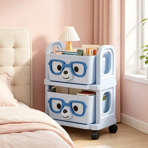 2-Tier Drawer Storage Carts, Multifunction Utility Rolling Cart Storage ...