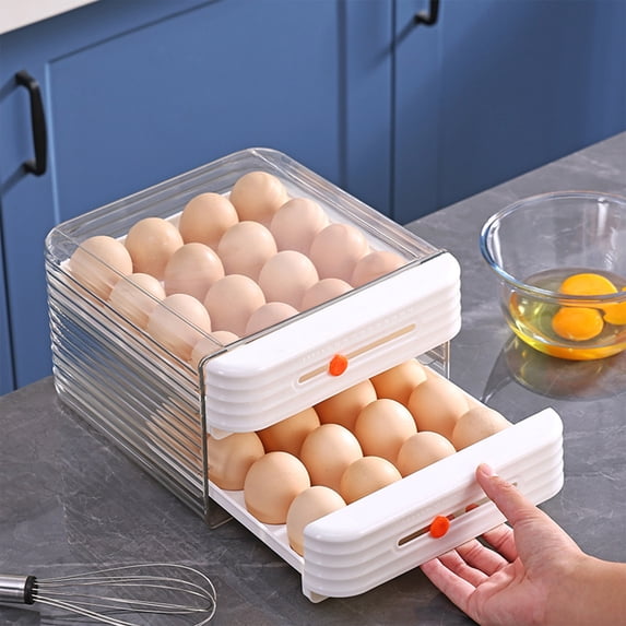 2-Tier Drawer-Type Egg Storage Box, Food Grade Refrigerator Freezer ...