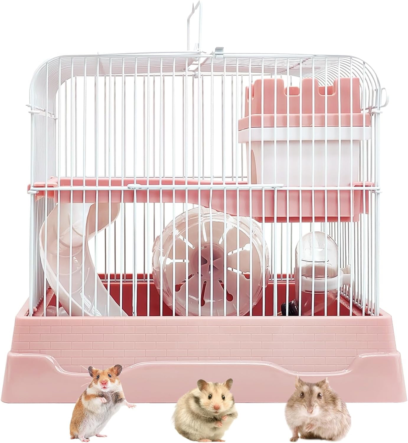 2-Tier Dwarf Hamster Cage, Travel Portable Mouse Cage Gerbil Cages and ...