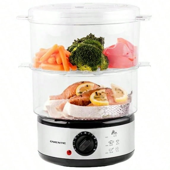 2-Tier Electric Food Steamer 5 Quart Stainless Steel Stackable Steam ...