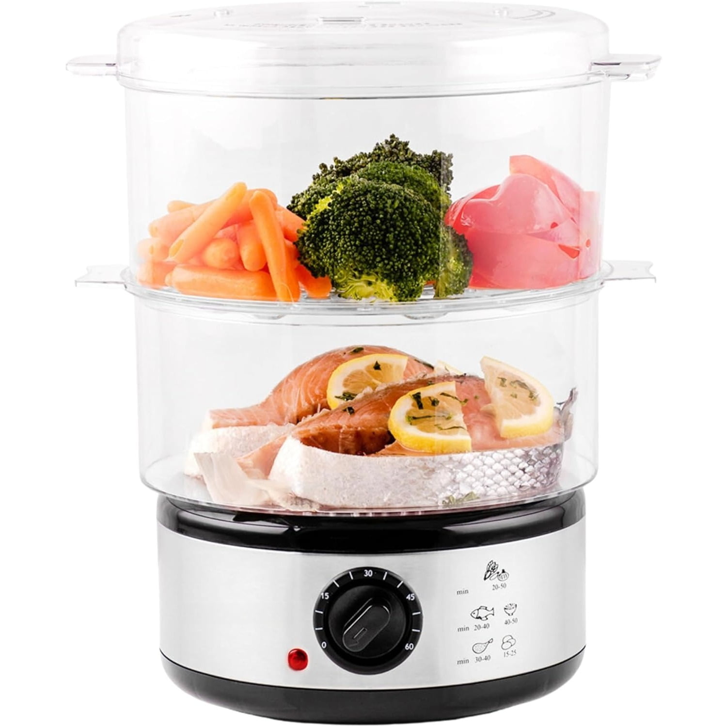 2-Tier Electric Food Steamer, 5 Quart Stainless Steel Stackable Steam ...
