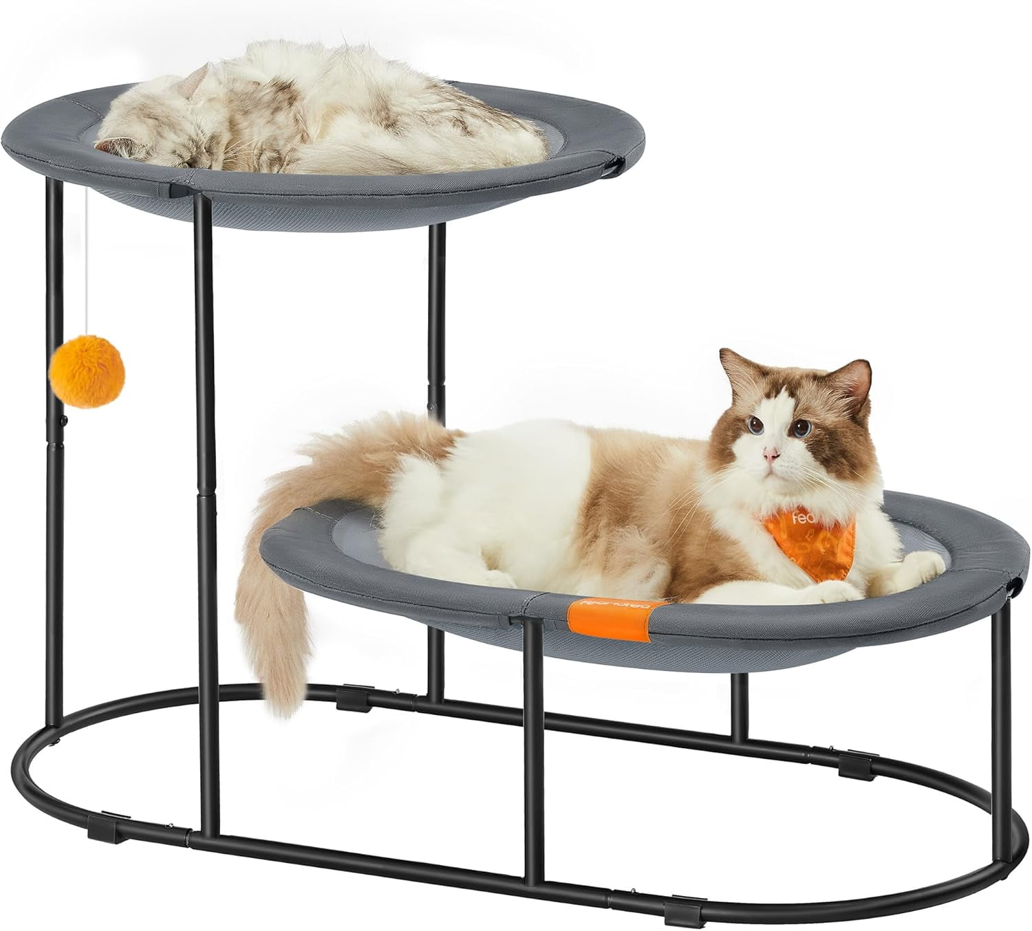 2-Tier Elevated Cat Hammock Bed - Breathable Mesh, Removable Washable, Steel Frame for Multi-Cat ...