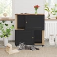 2 Tier Enclosed Litter Box Enclosure with and Dual Mats, Double Litter ...