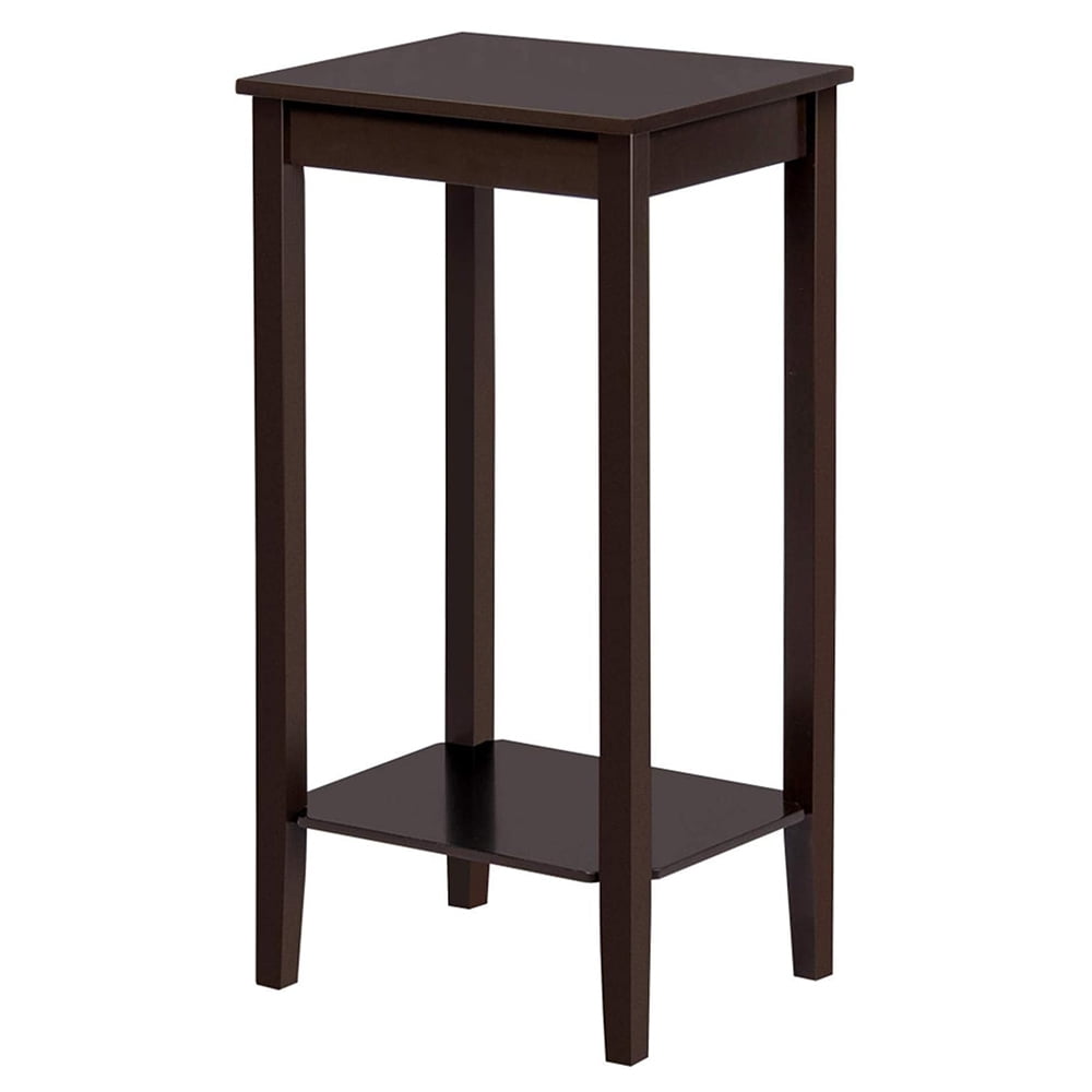 End Table with Storage Shelf, 2-Tier Tall Side Table for Sofa Living ...