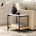 2 Tier End Table with Metal Frame, Rectangular Side Table Faux Marble ...
