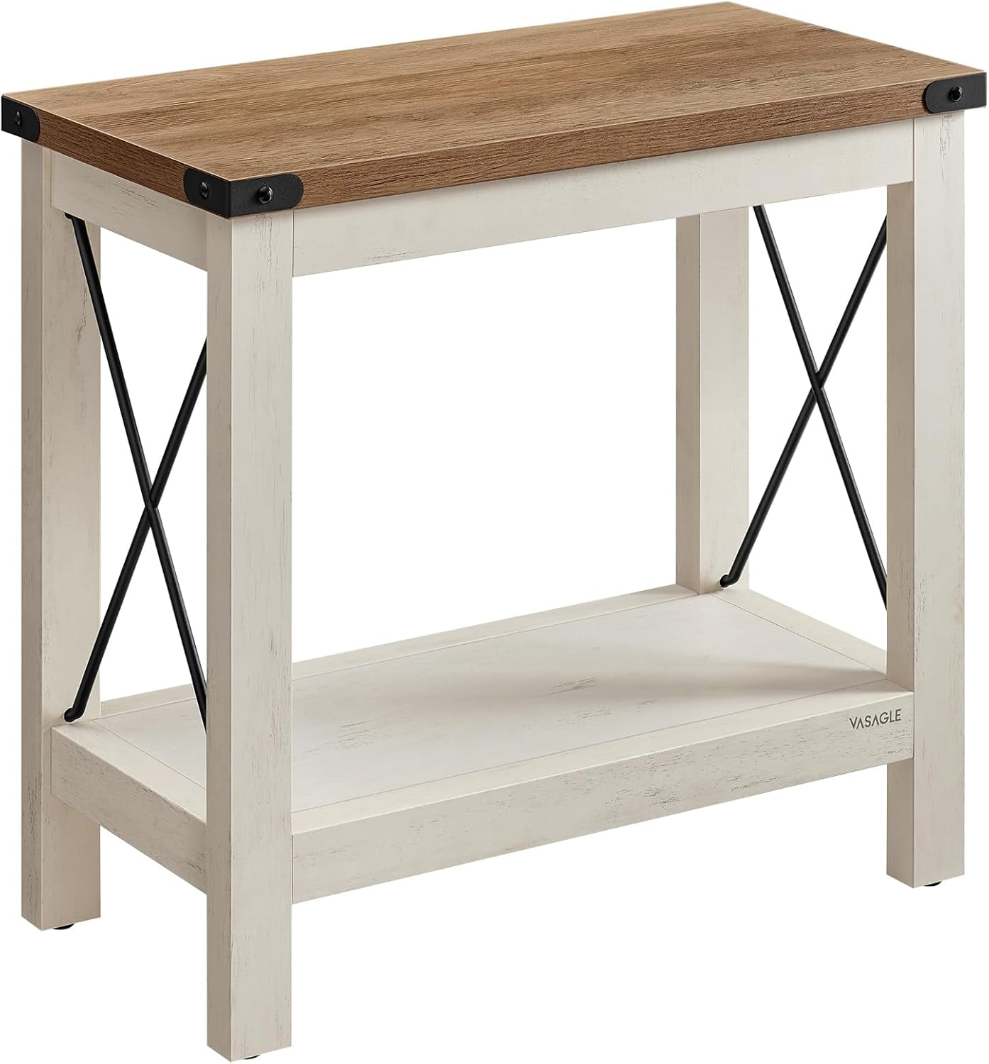 2-Tier End Table, Side Table with Bottom Shelf, Nightstand for Small ...
