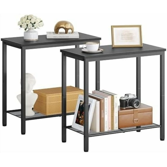 2 Tier End Table, Sofa Side Table, Narrow Side Shelf with Storage, Slim ...