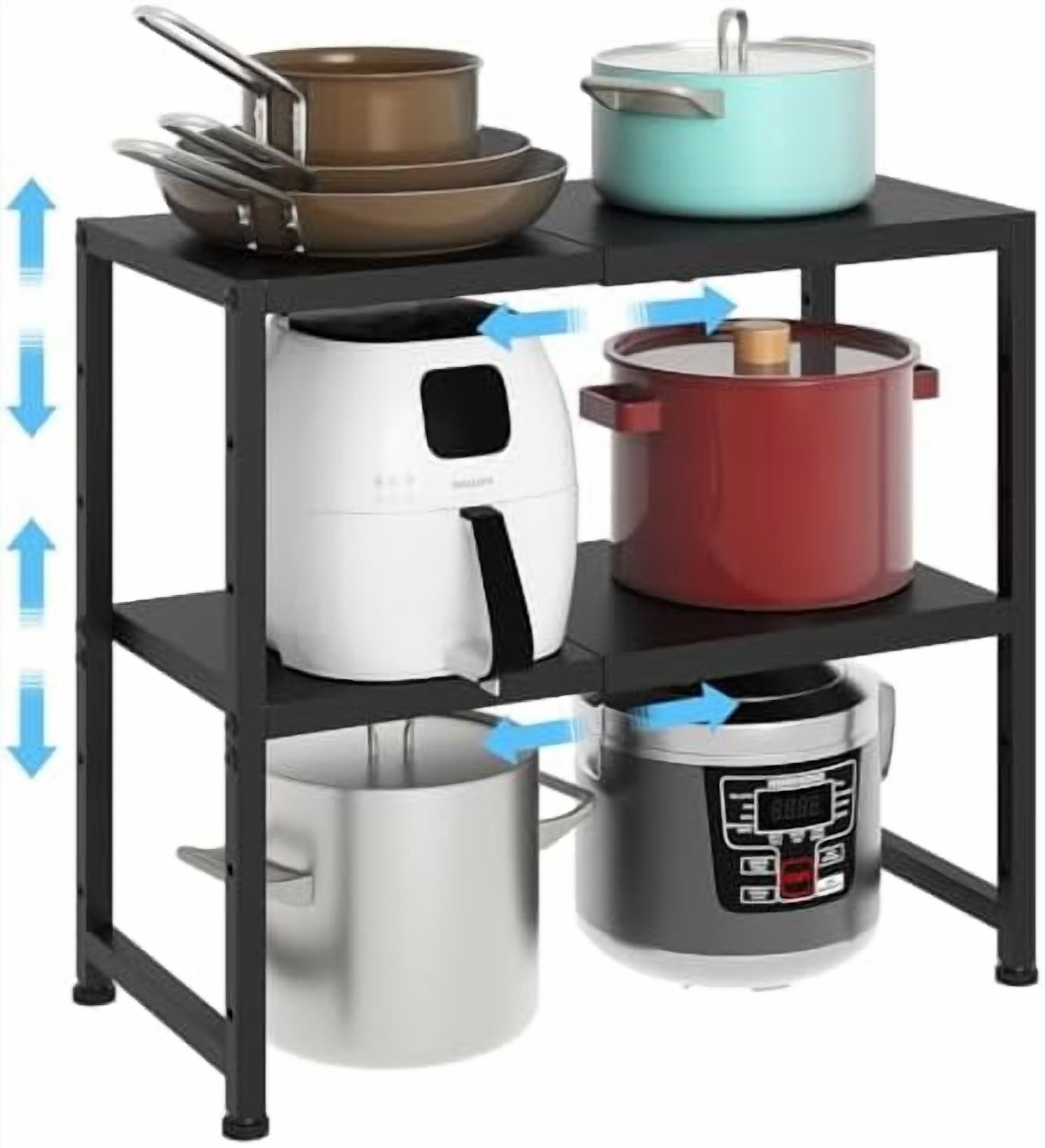 2-Tier Expandable Metal Storage Shelves,150LBS Heavy Duty Shelving ...
