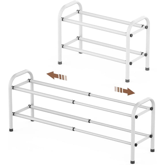 2-Tier Expandable Shoe Rack, Adjustable Heavy Duty Metal Free Standing ...