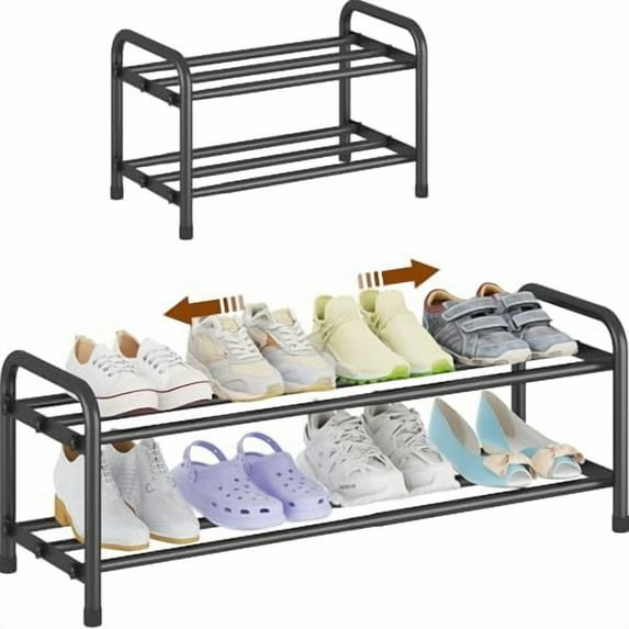 2-Tier Expandable Shoe Rack, Adjustable Shoe Organizer & Storage for ...