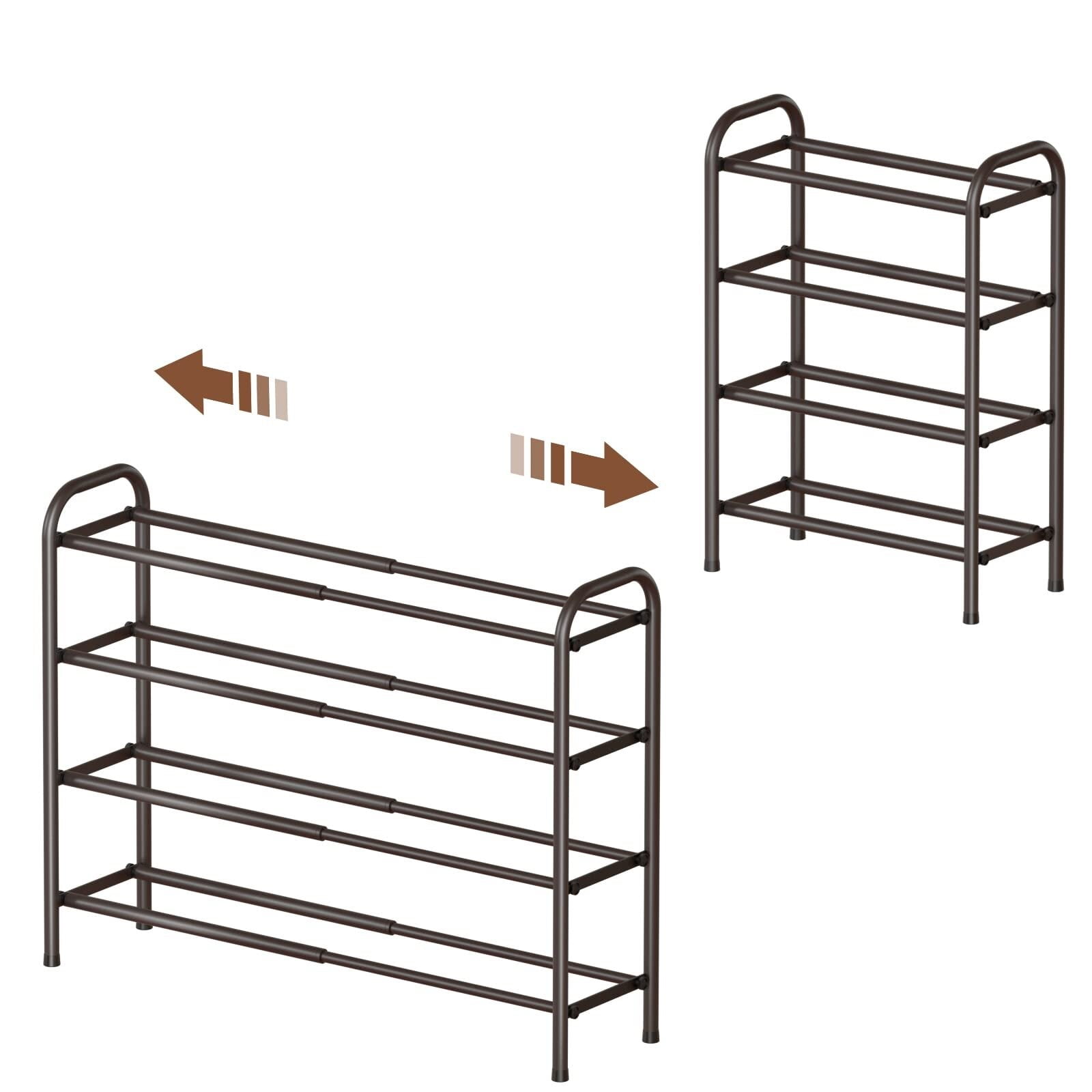 2-Tier Expandable Shoe Rack,Adjustable Shoe Shelf Storage Organizer ...