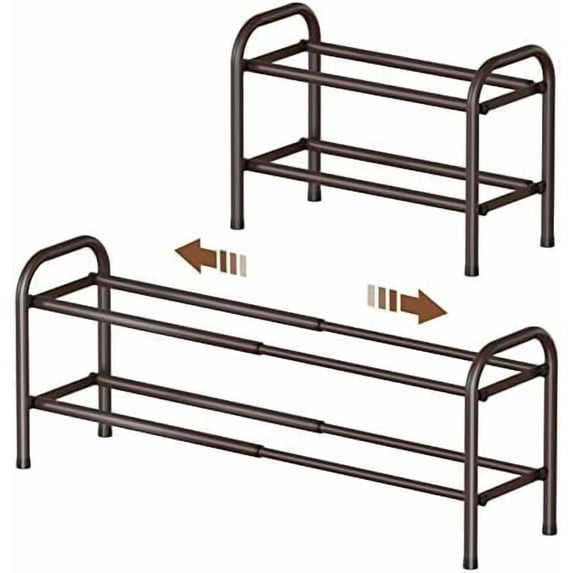 2-Tier Expandable Shoe Rack,Adjustable Shoe Shelf Storage Organizer ...