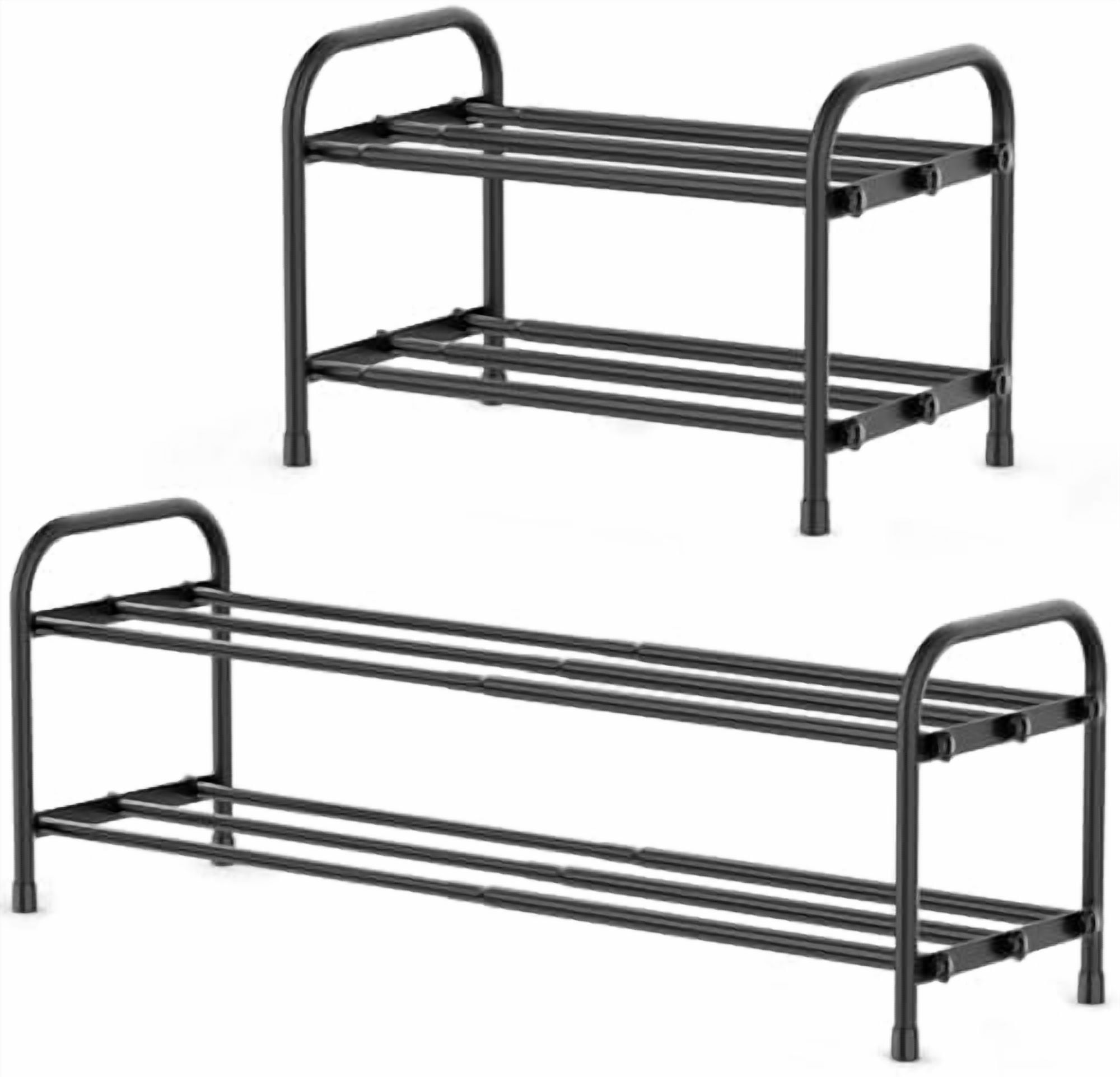 2-Tier Expandable Shoe Rack:Stackable and Adjustable Shoes Organizer ...