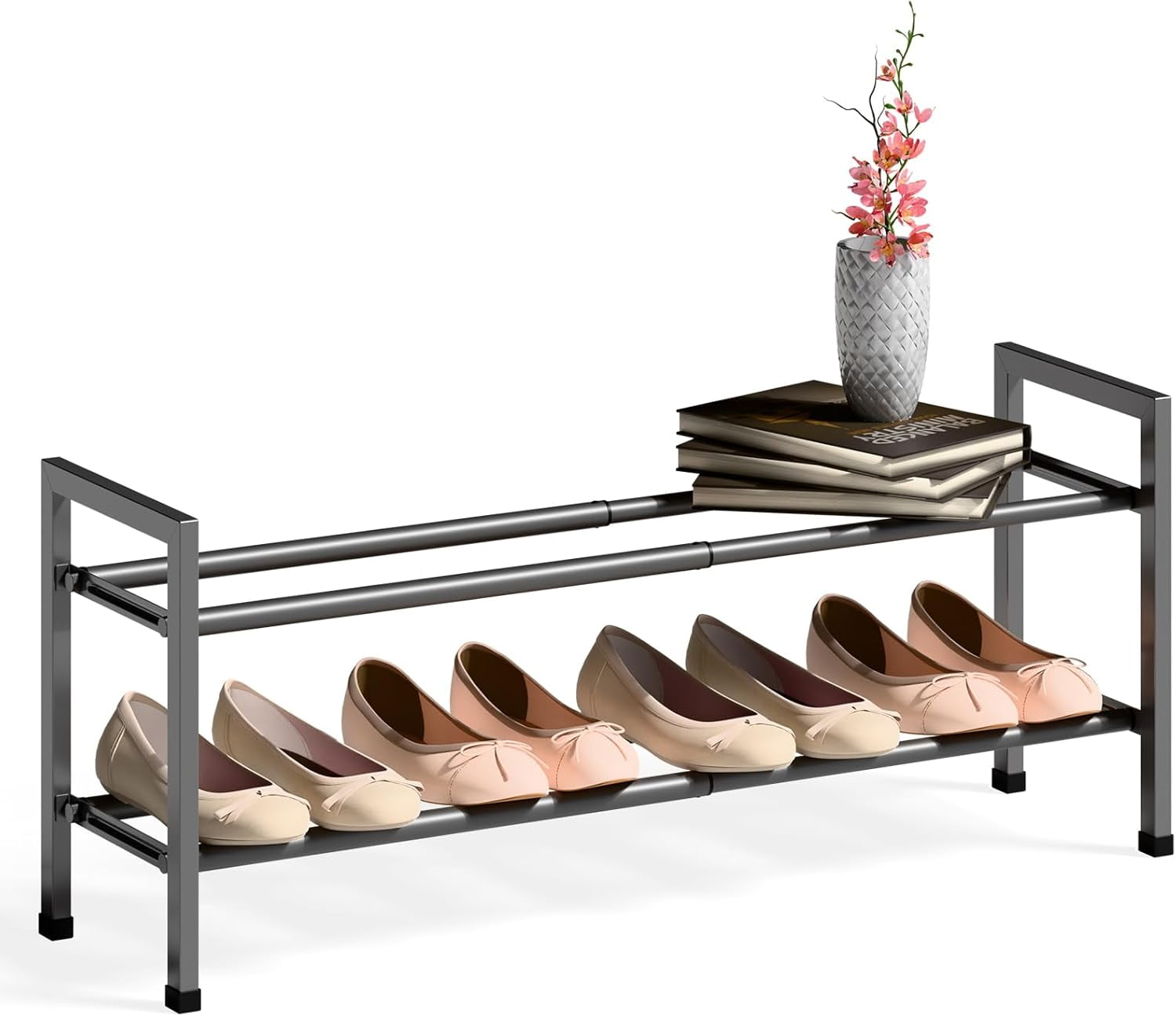 2-Tier Expandable Shoe Rack for Closet, 18“-33” Adjustable Shoe Rack ...