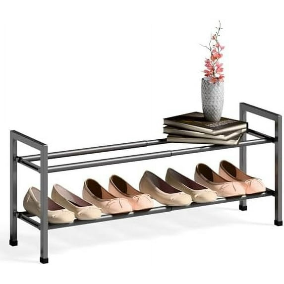 2-Tier Expandable Shoe Rack for Closet, 18“-33” Adjustable Shoe Rack ...