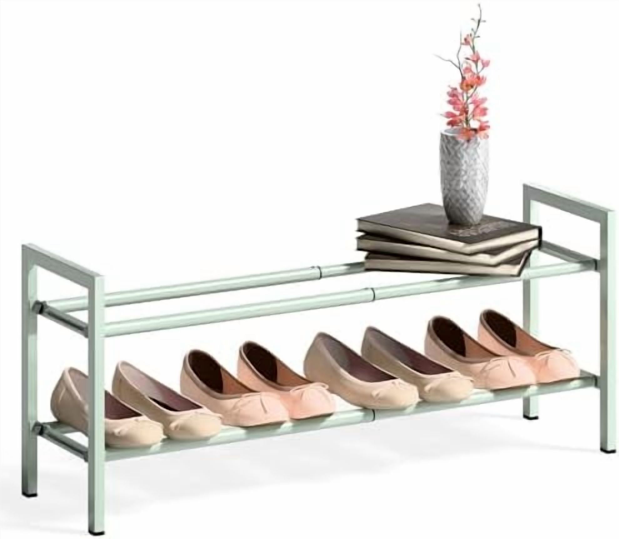 2-Tier Expandable Shoe Rack for Closet, 18“-33” Adjustable Shoe Rack ...