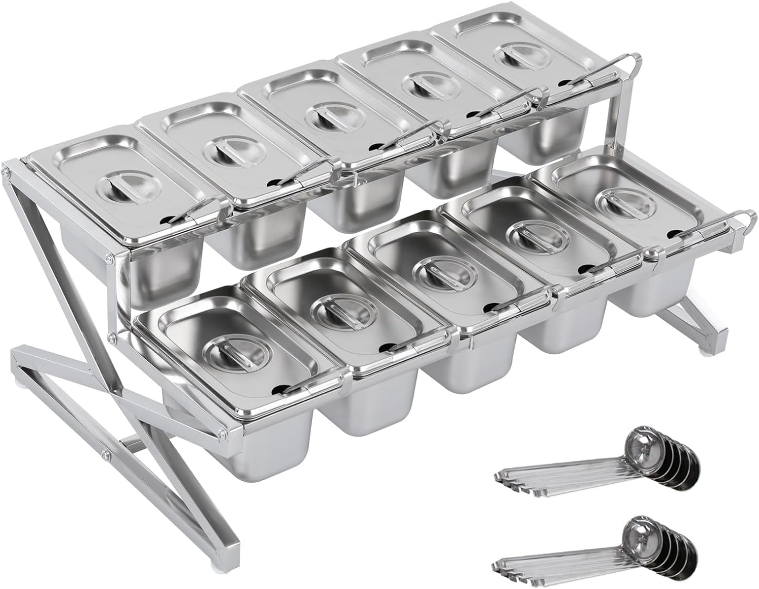 2-Tier Expandable Spice Rack, Stainless Steel Seasoning Organizer Shelf ...