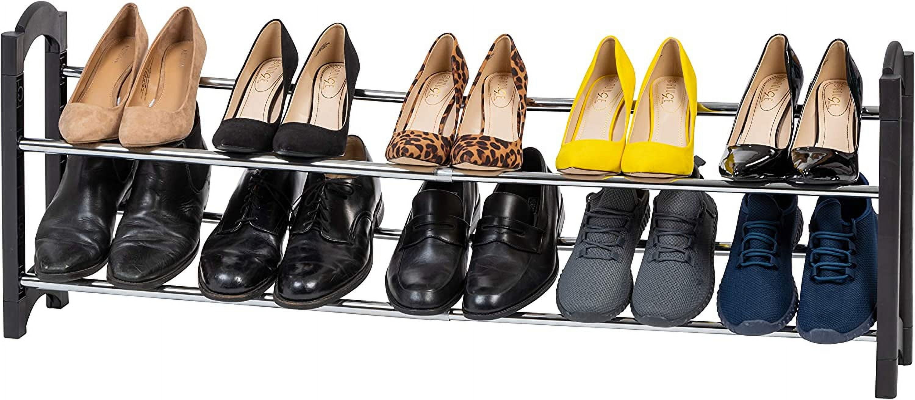 2-Tier Extendable Metal Shoe Rack Shelf, Holds Up to 10 Pairs, 24-45 in ...