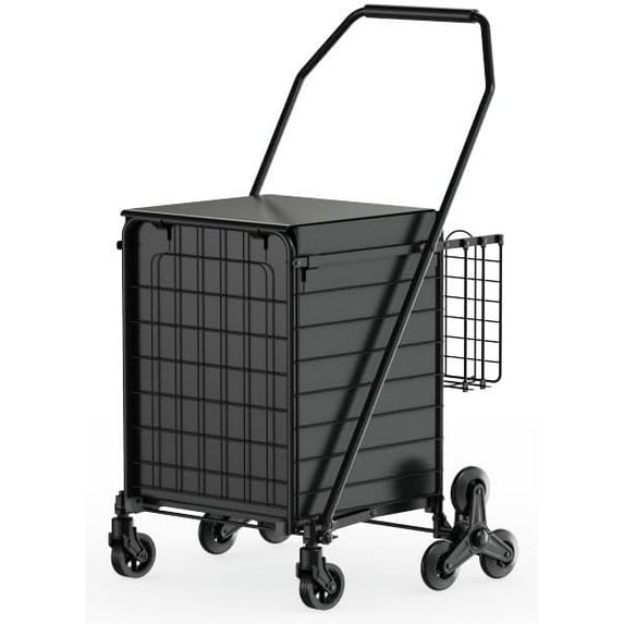 2-Tier Extra Large Collapsible Grocery Cart On Wheels, 400lbs Shopping ...