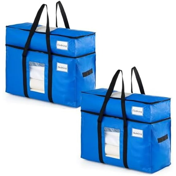 2 Tier Extra Large Moving Bags, 2 Pack Blue Heavy Duty Totes For ...