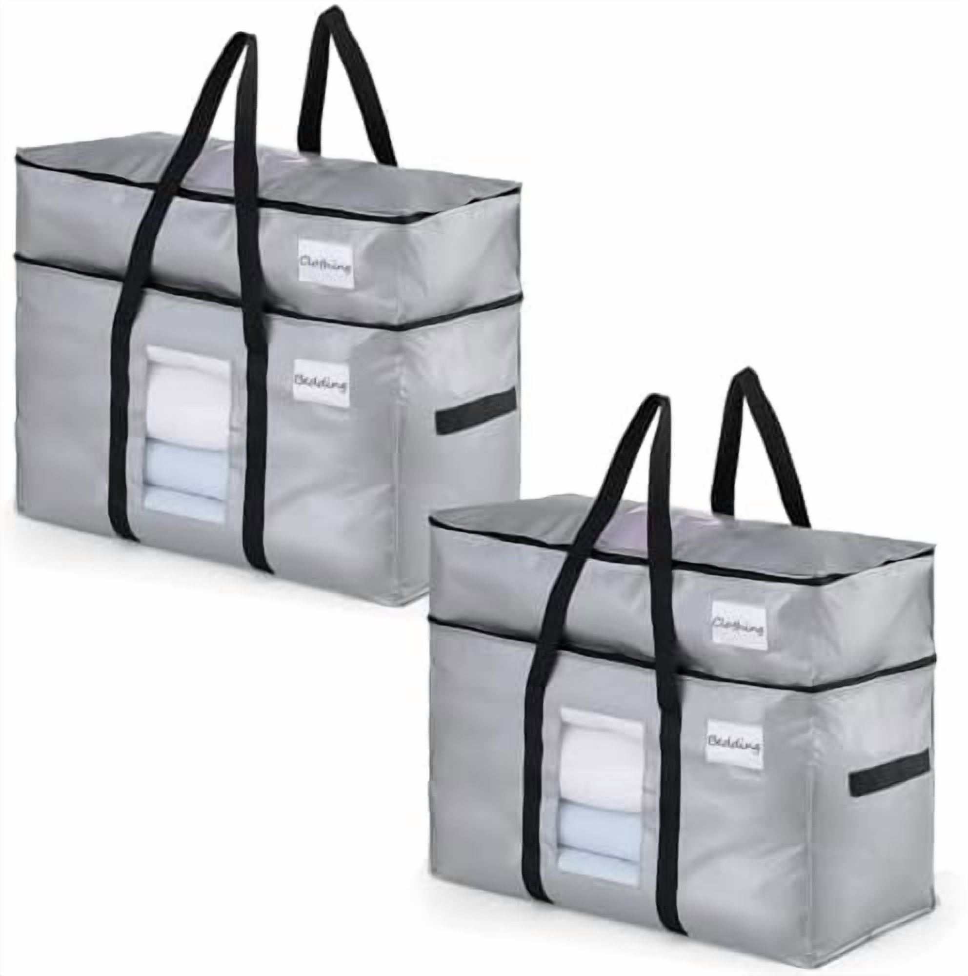 2 Tier Extra Large Moving Bags, 2 Pack Silver Heavy Duty Totes for ...