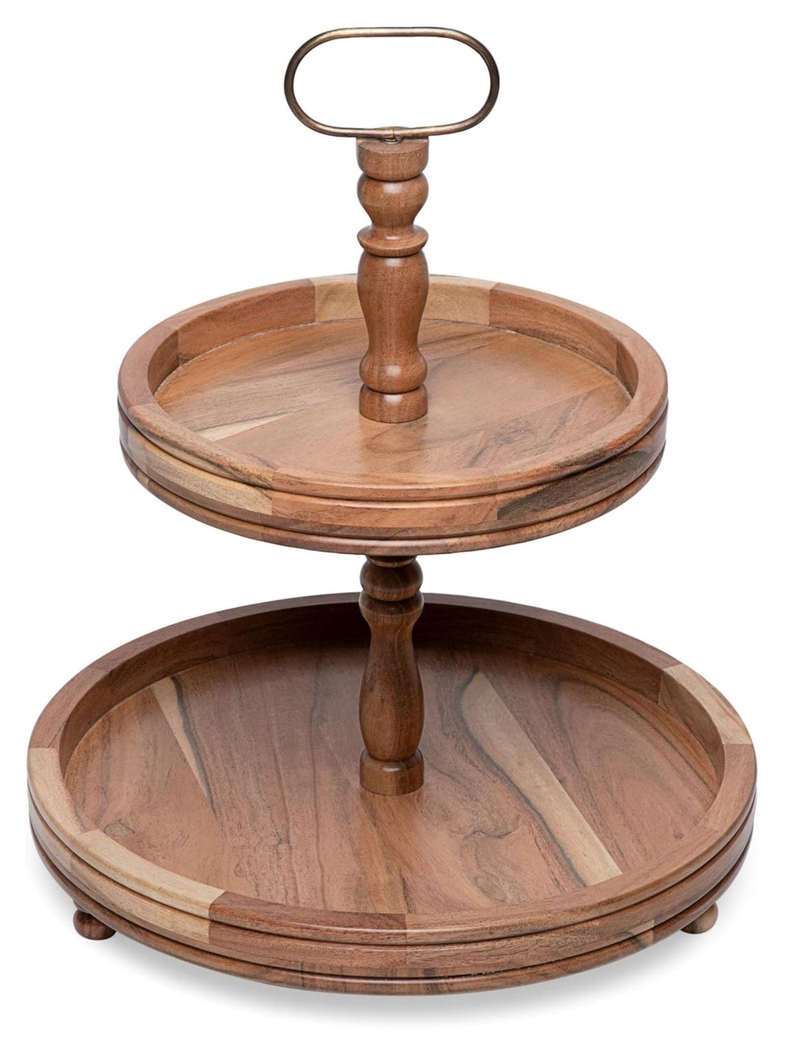 2-Tier Farmhouse Serving Tray with Handle - Decor Display - Wood Iron ...