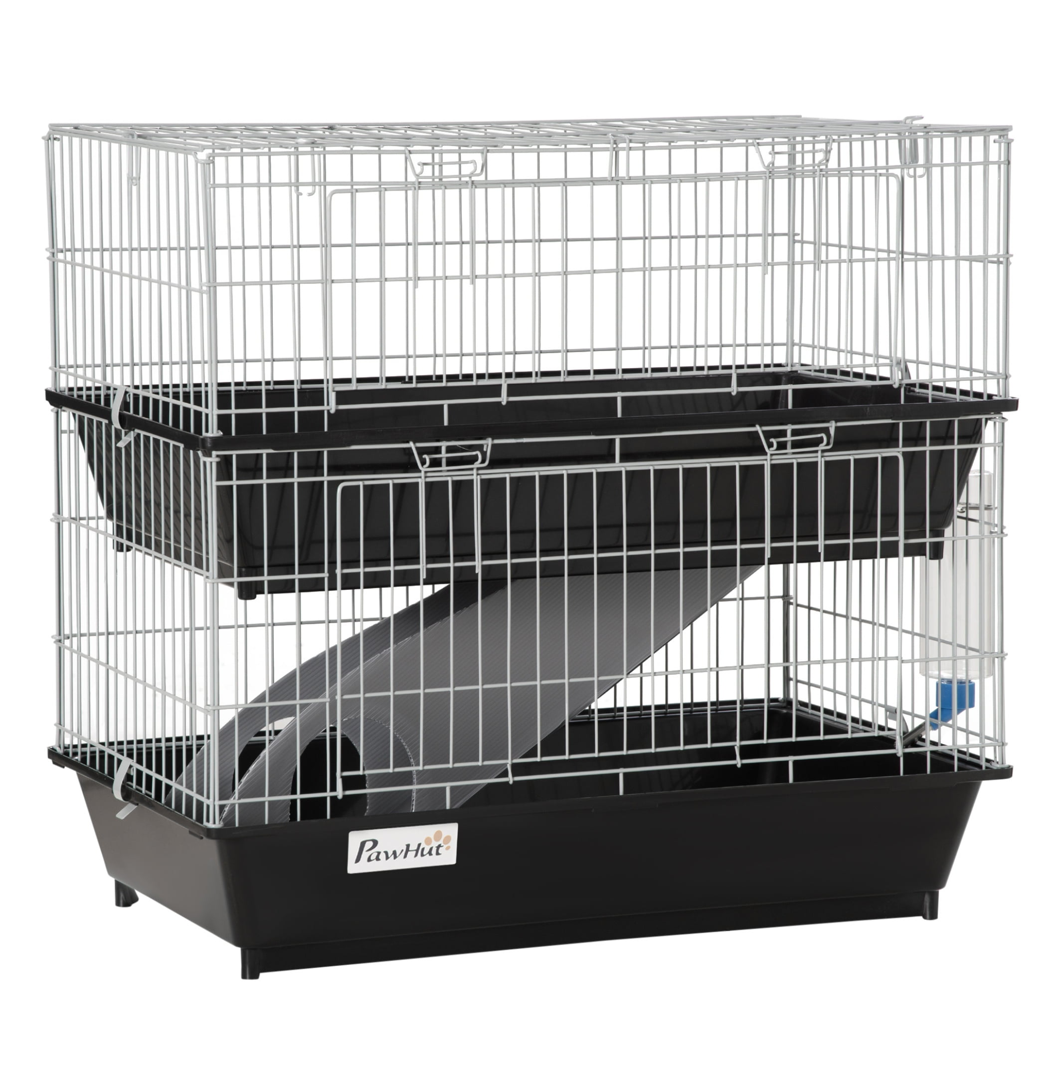 2-Tier Ferret Cage, Mouse Cage with Ramp & Bottle - Small Animal ...