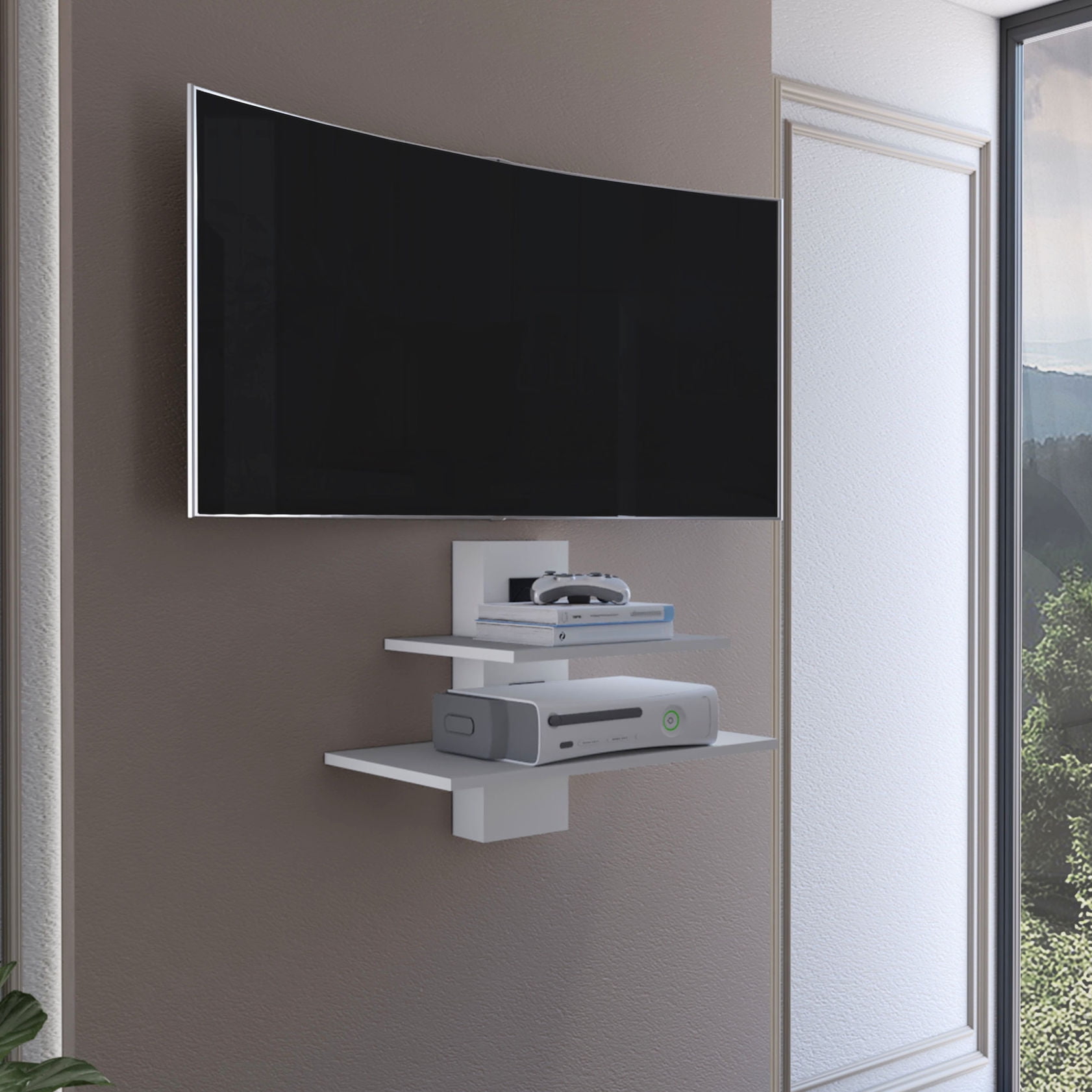2-Tier Floating Shelf with Cable-Hiding Design / Display Decor in ...