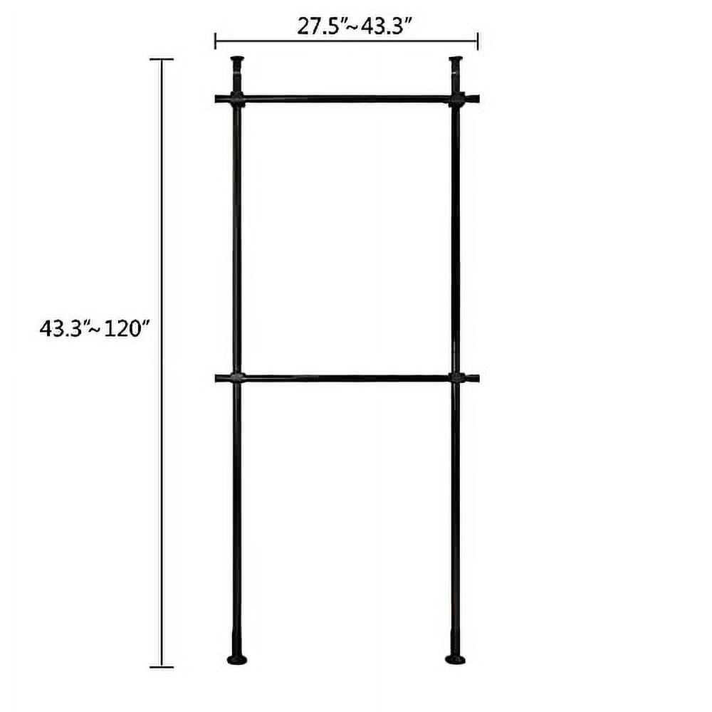 2 Tier Floor to Ceiling Heavy Duty Garment Rack, Metal Adjustable ...