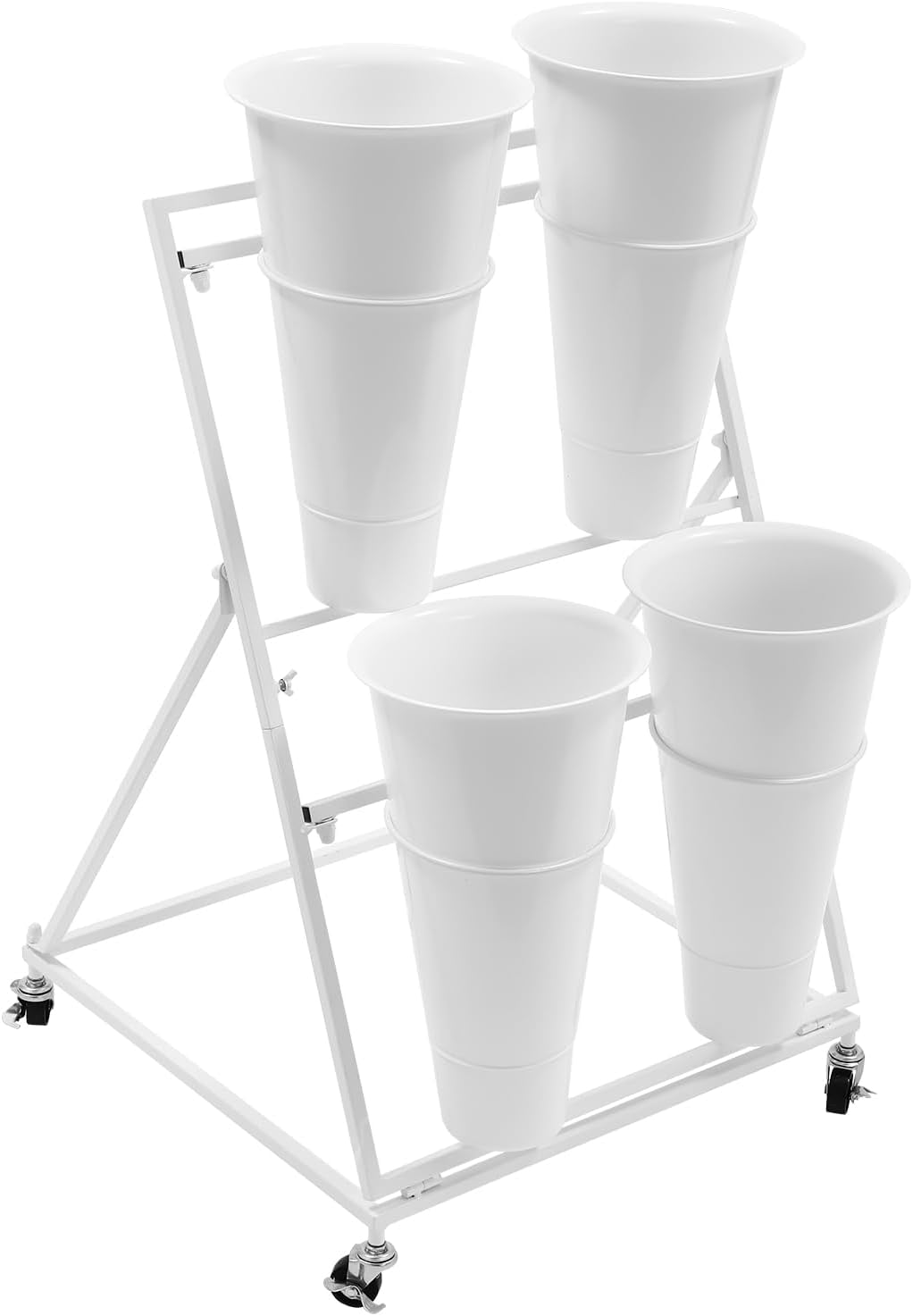 2 Tier Flower Display Stand with 4 Buckets Flower Cart Display Stand ...
