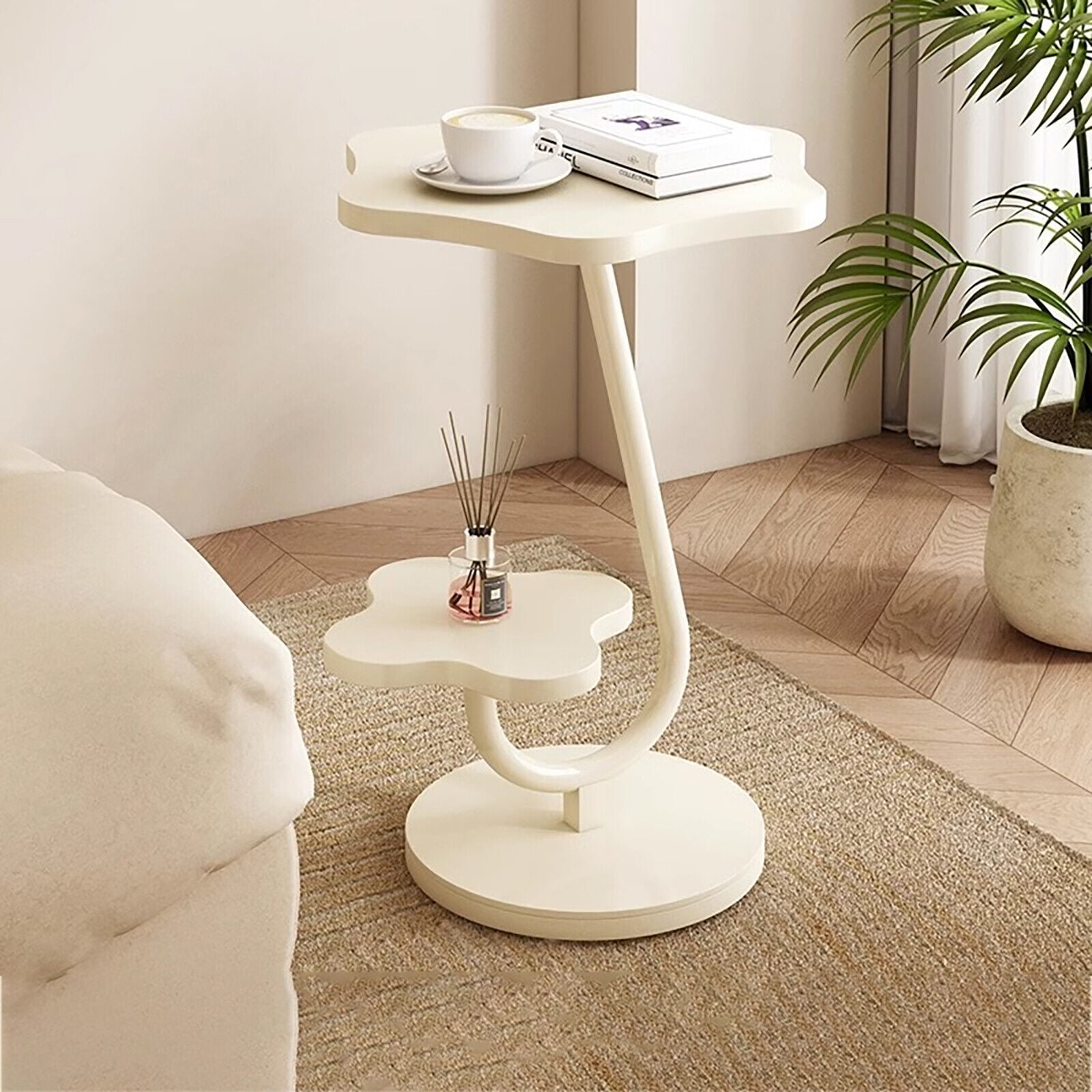 2 Tier Flower Shape End Table, 15.7in Bedroom Side Table, Modern End ...