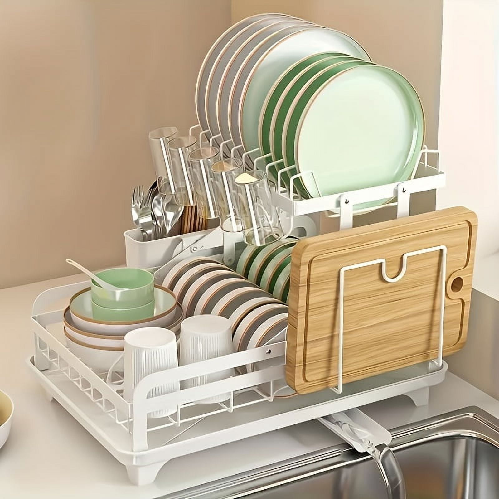 2-Tier Foldable Dish Drying Rack-Gondola Shelving For Kitchen ...