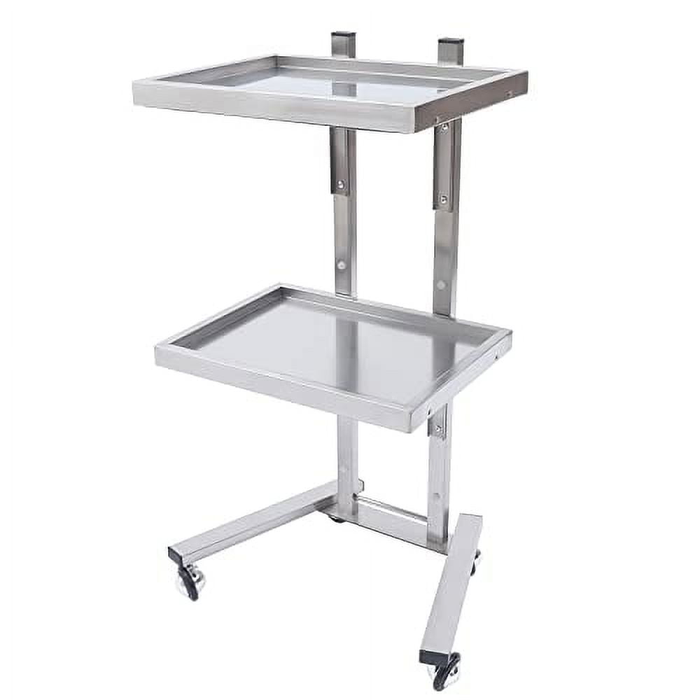 2 Tier Foldable Trolley with Double Storage Tray Stainless Steel ...