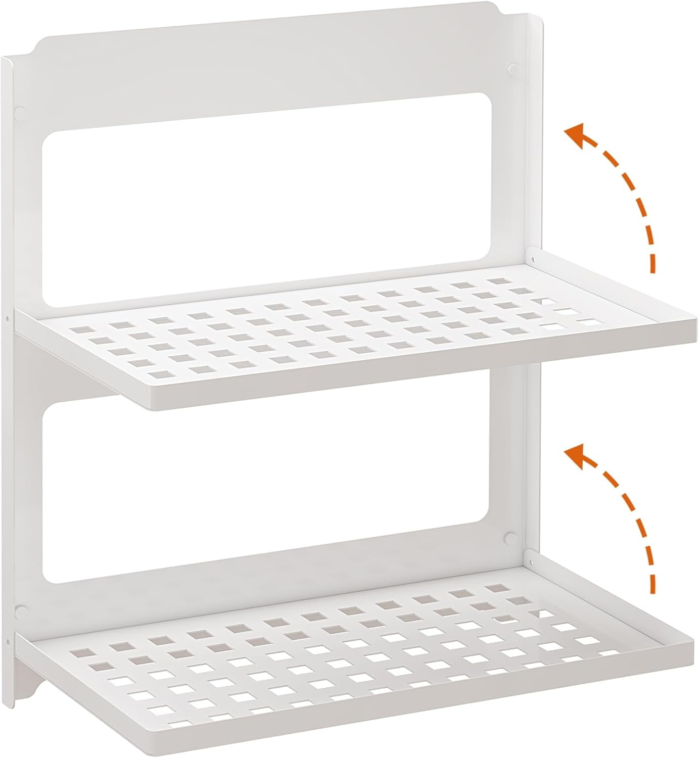 2-Tier Folding Metal Wall Shelf | Wall Mounted Stackable Floating ...