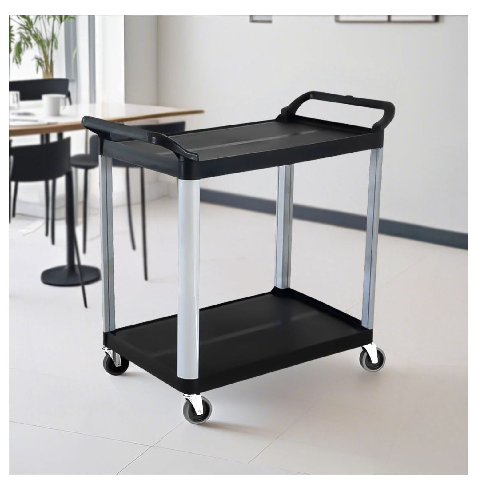 2 Tier Food Trolley - Portable Kitchen Cart with Wheels - 845x430x940mm ...